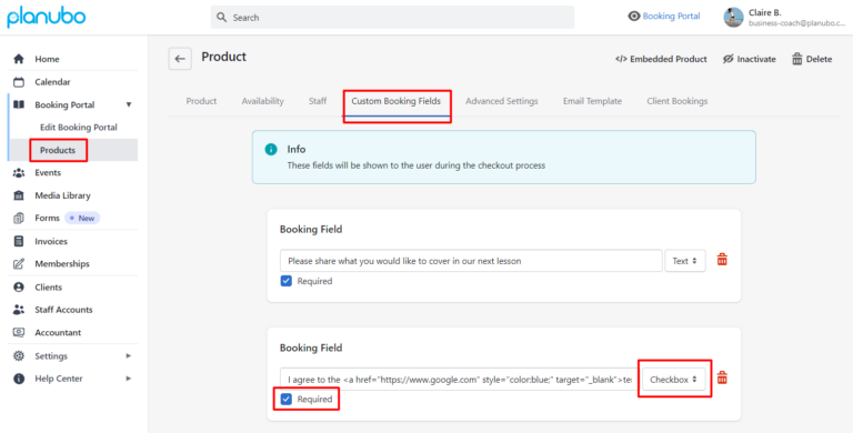 How to Set Up Mandatory Booking Checkboxes and Text Fields